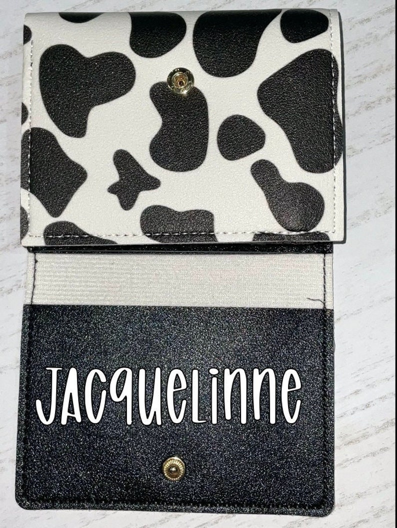 Cow Print Tri-fold Wallet With Personalization on the Inside - Etsy