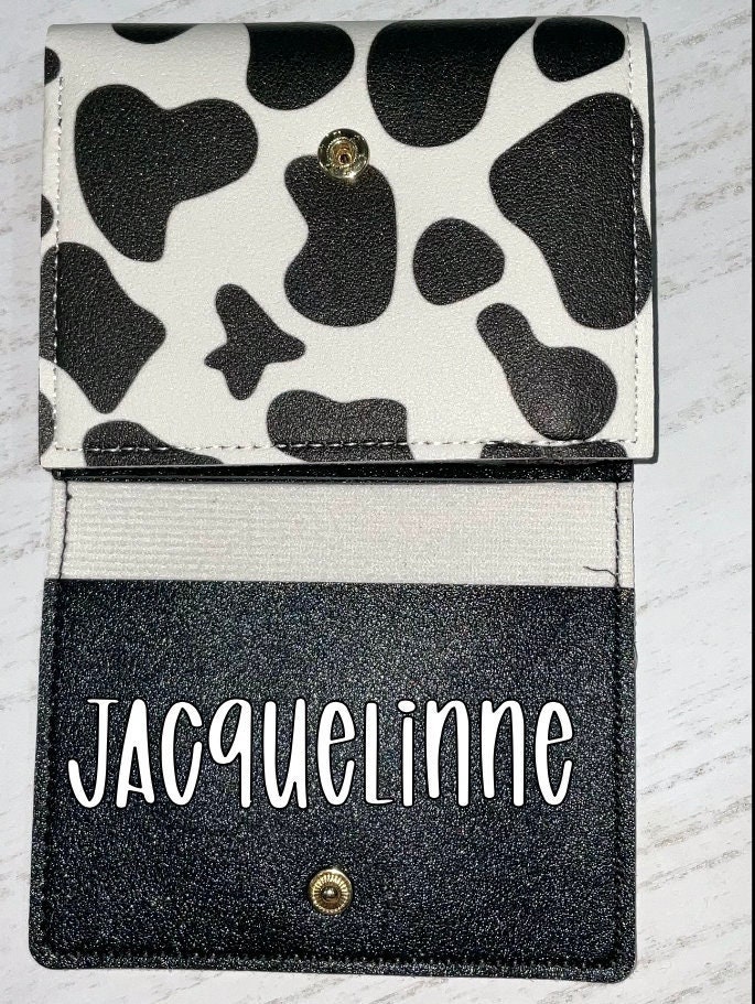 Cow Print Tri-fold Wallet With Personalization on the Inside - Etsy