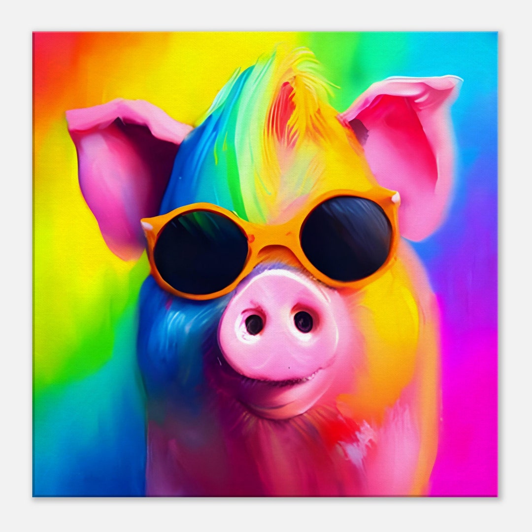 Arthur the Pig - Original Art by Alex Iverston, Abstract, Neon, Unique ...