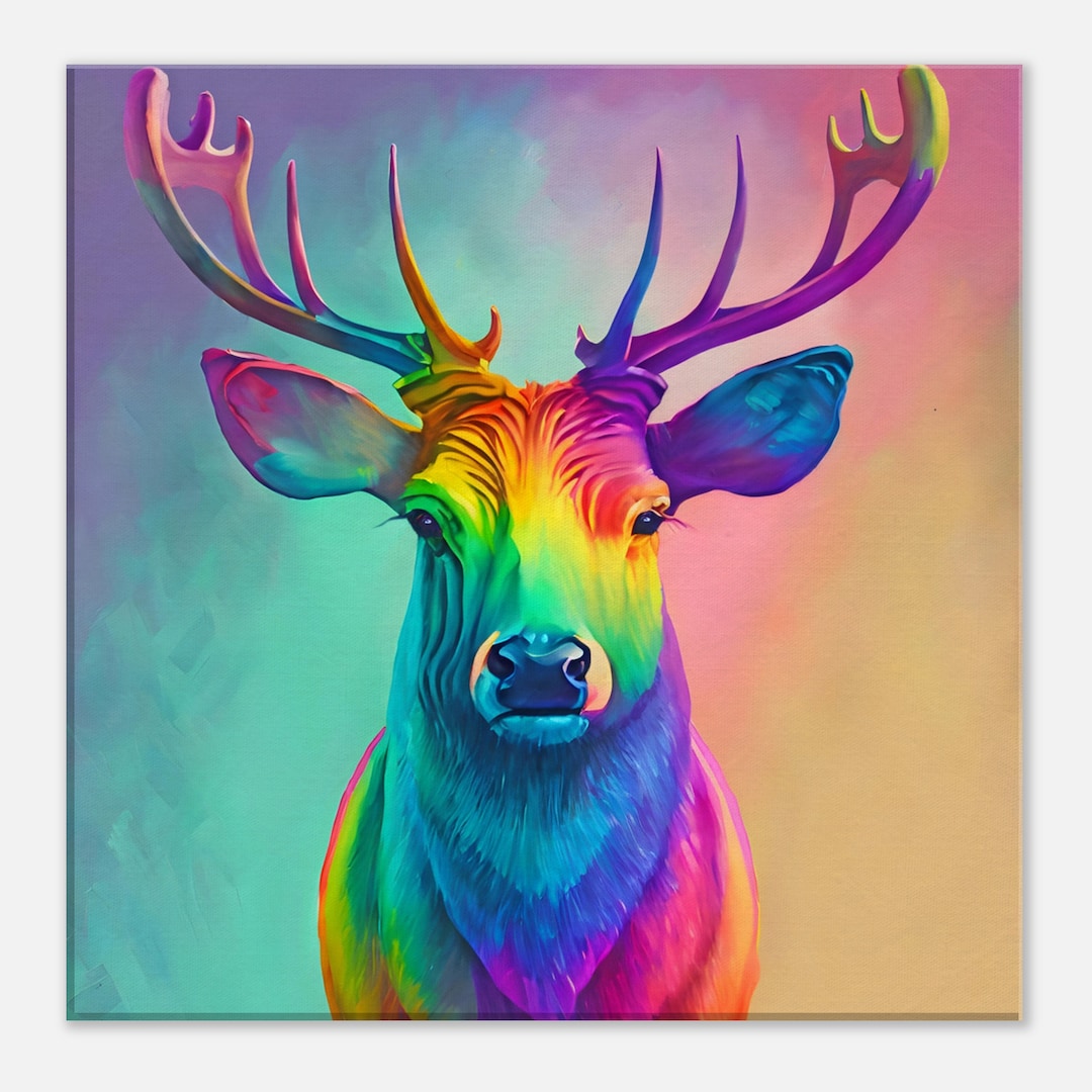 Logan the Stag- Original Art by Alex Iverston, Abstract, Neon, Unique ...