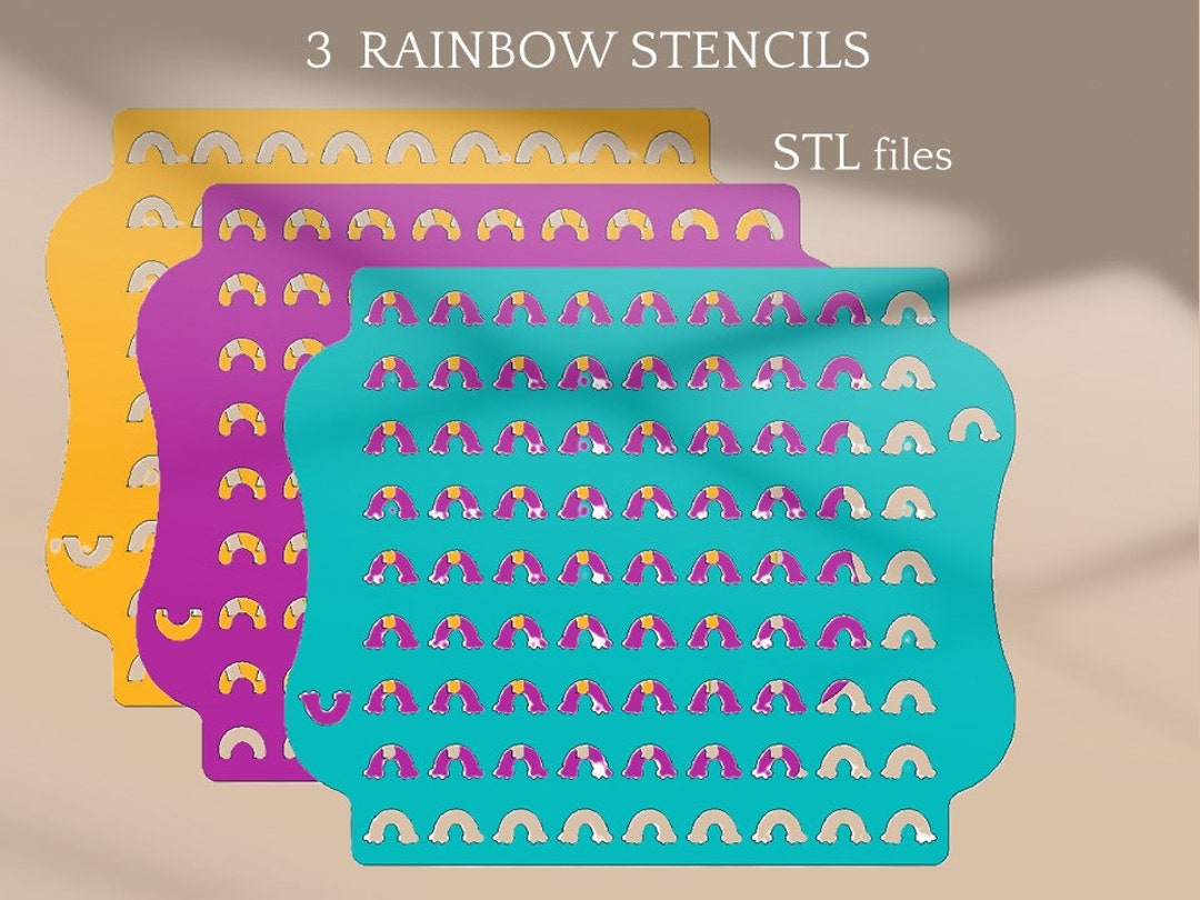 Rainbow Sprinkle Stencil STL File for 3D Printing- 3 Stencils - Digital ...
