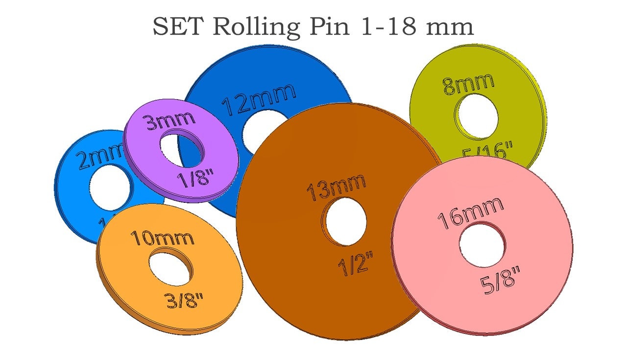 Set Rolling Pin Ring Guides for Adjustable Rolling Pins - Various ...