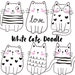 Cute White Cat Clipart Sticker Cat Doodle Clipart Kitten Clipart Kitty ...