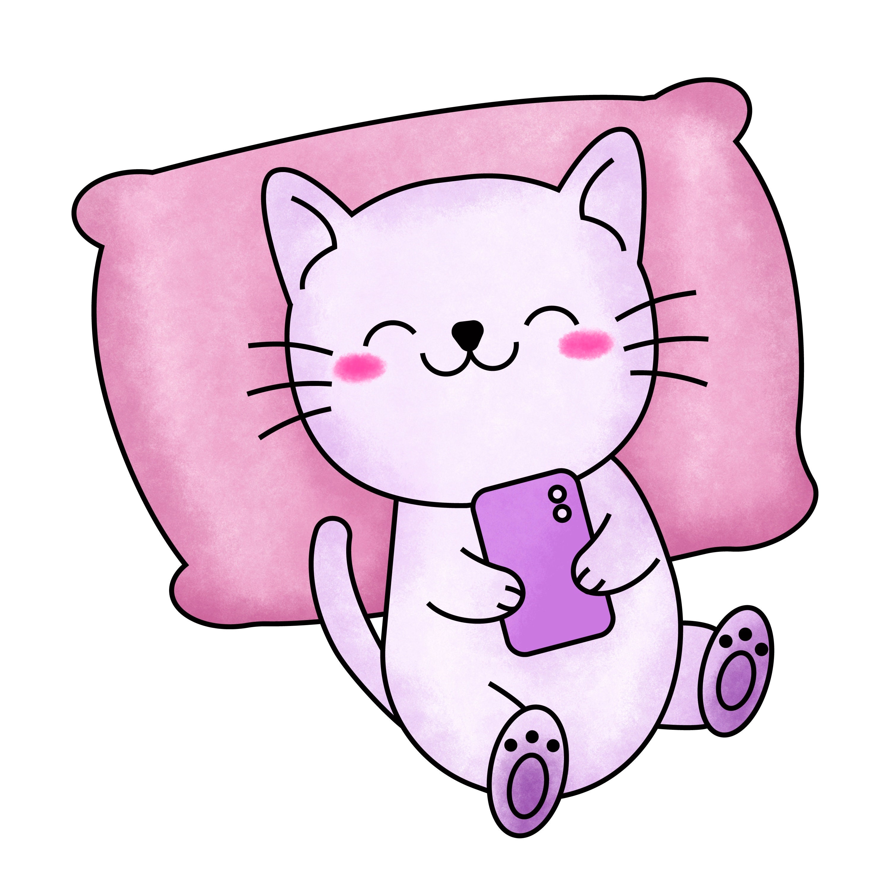 Cute Cats Clipart Stickers Cute Cat Doodle Kitten Clipart Etsy