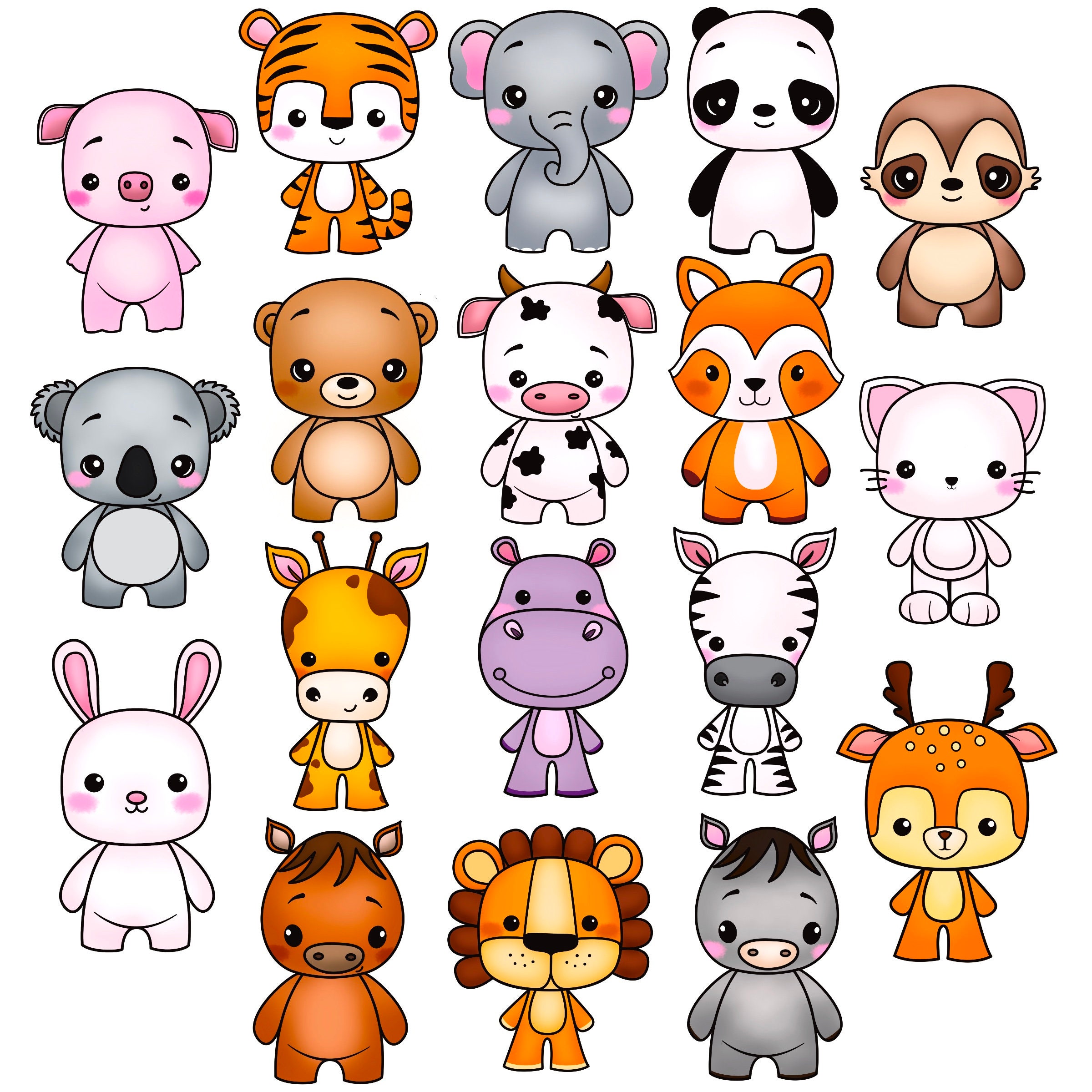 Cute Baby Animal Clipart Sticker Safari Animal Clipart Printable ...