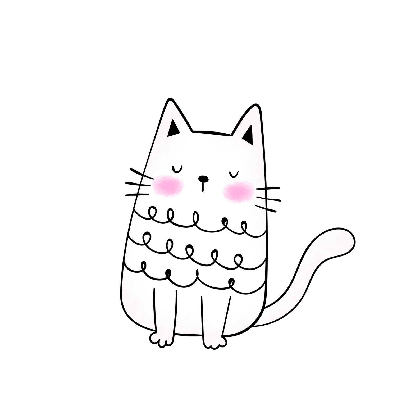 Cute White Cat Clipart Sticker Cat Doodle Clipart Kitten Clipart Kitty ...