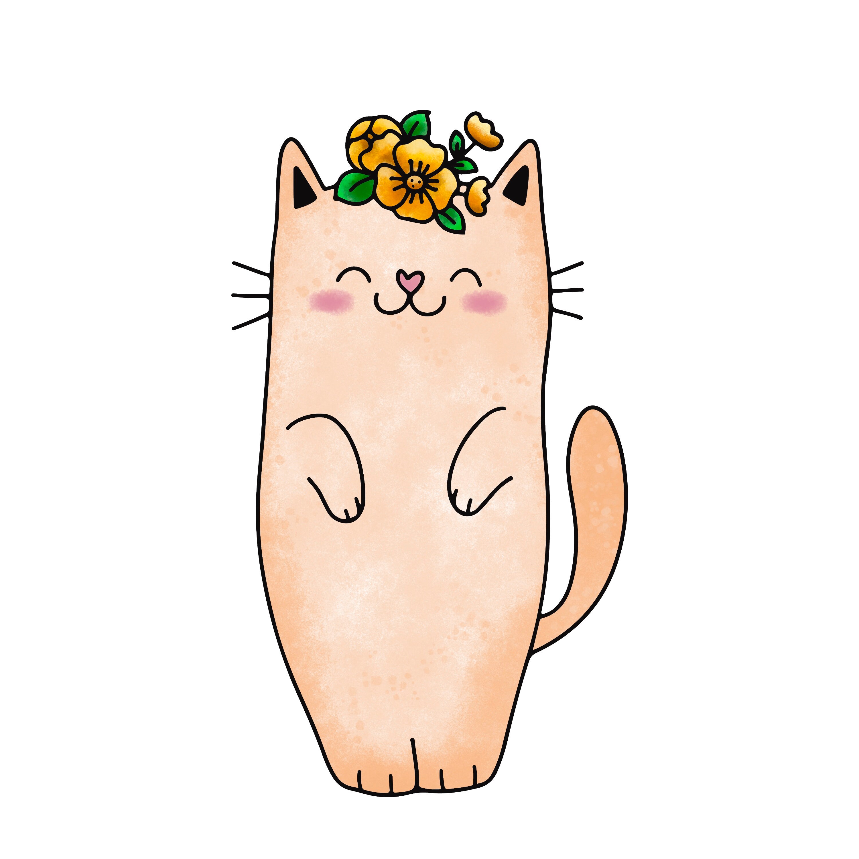 Cute Cats Clipart Stickers Cute Cat Doodle Kitten Clipart Etsy
