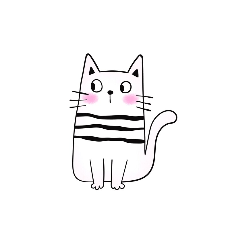 Cute White Cat Clipart Sticker Cat Doodle Clipart Kitten Clipart Kitty ...