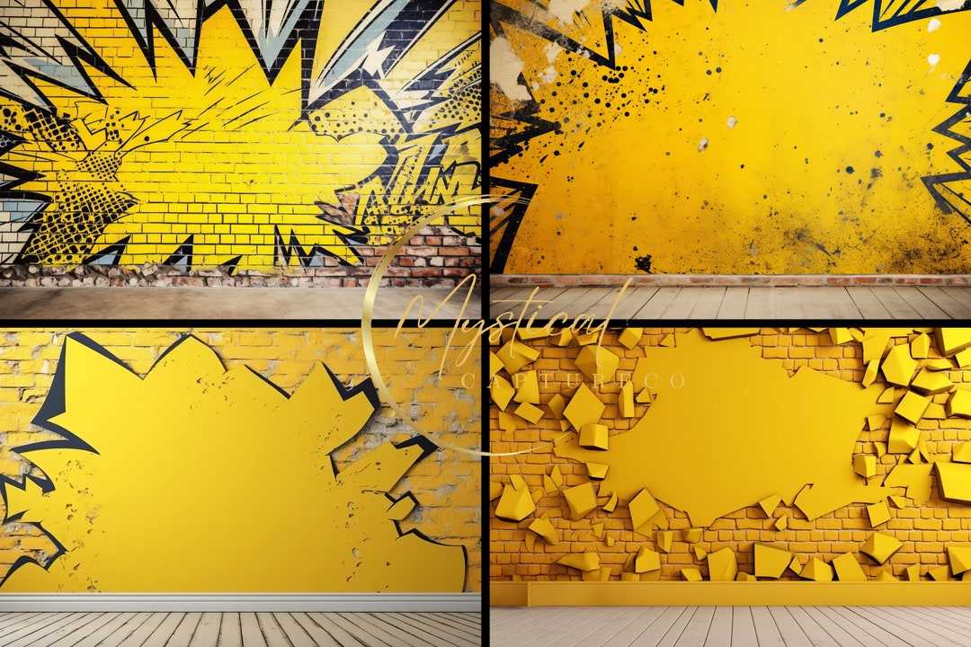 Set of 4 Composite Superhero Digital Backdrop Photography Props and ...