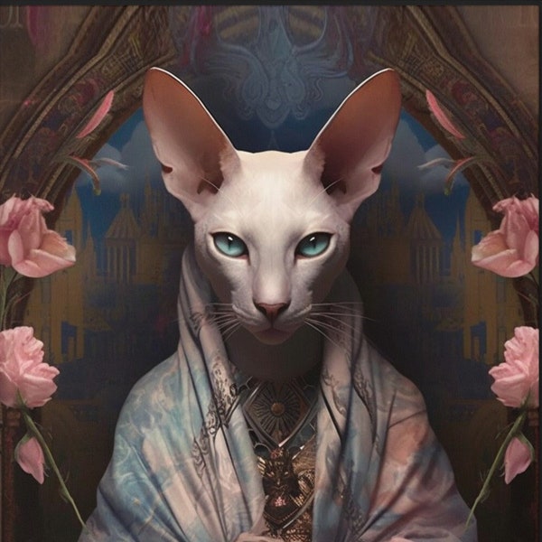 Cat in Robe Art - Etsy