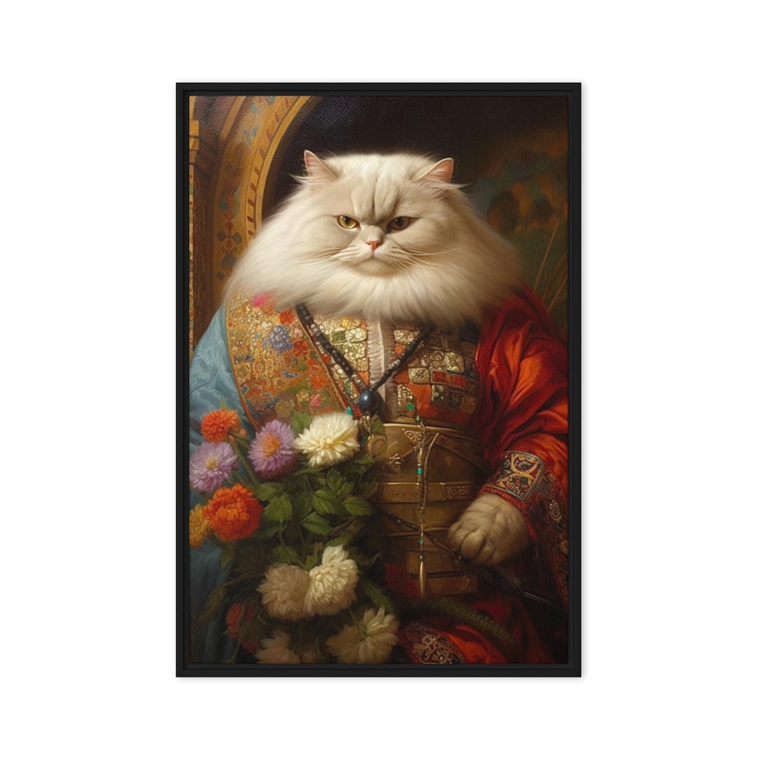 Rotund Regal Cat | Framed Canvas Art - Etsy