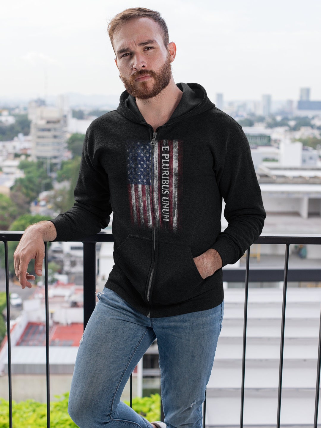 Individuality United: American Flag Unisex Zip Hoodie - Etsy