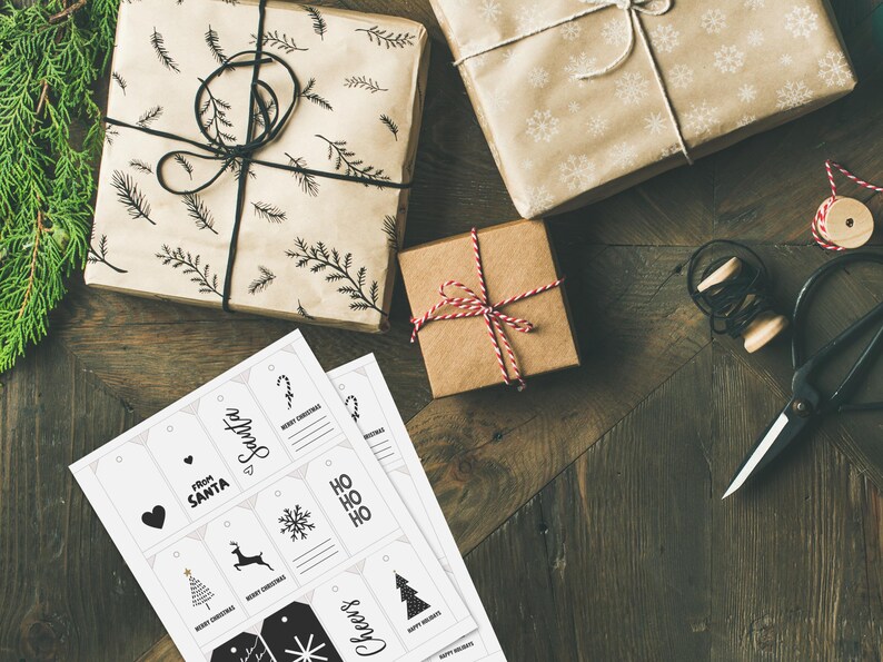 Printable Christmas Gift Tags in Red, Green, Gold, Blue & Charcoal ...