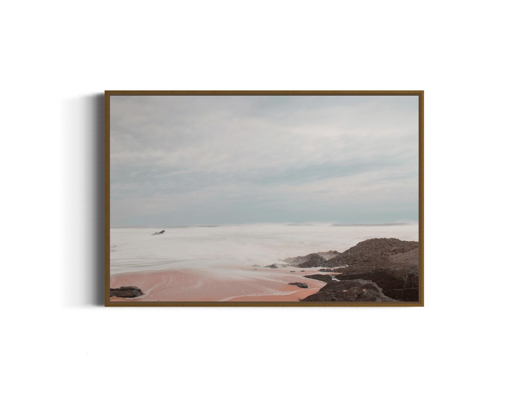 Muted Pastel Beach Scene - Soft Coastal Landscape Art Print | Printable ...