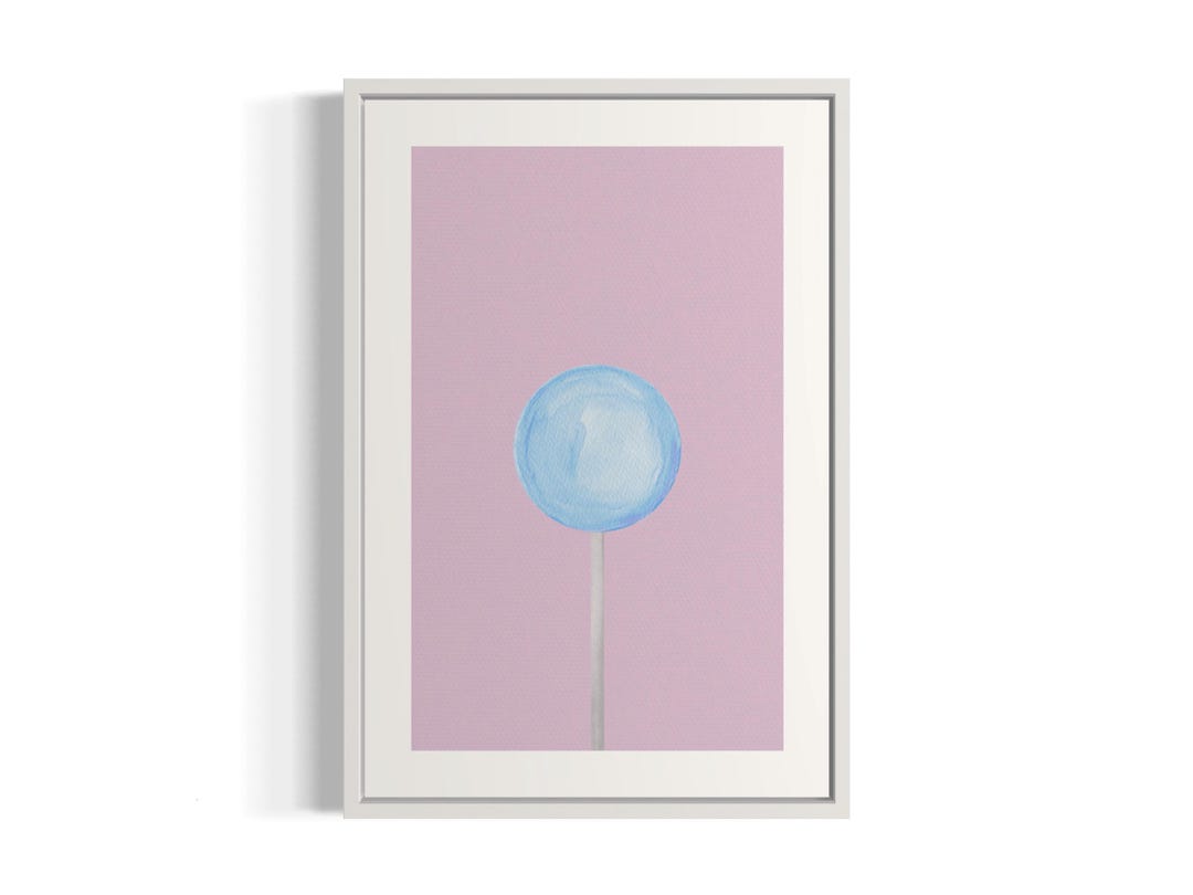 Blue Lollipop Art | Minimalist Candy Print | Printable Wall Art ...