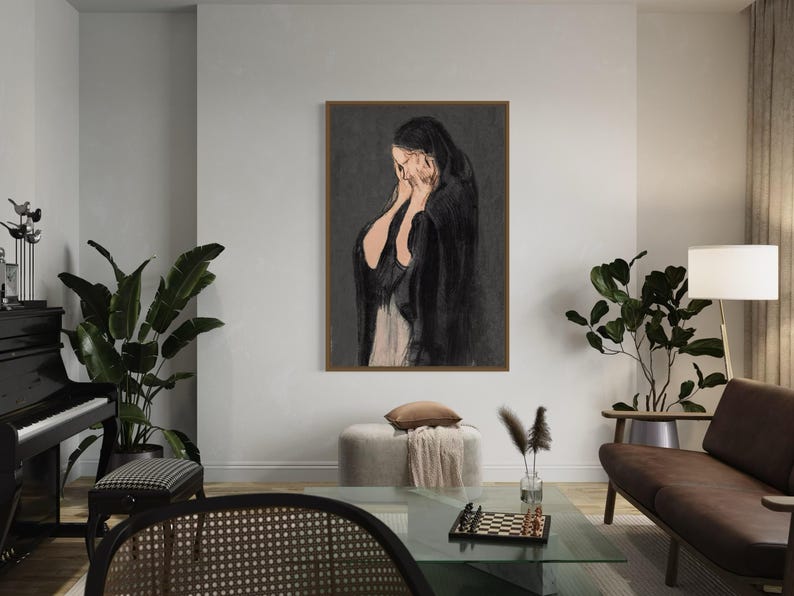 Crying Woman Vintage Art Print | Printable Wall Art | Digital Download ...