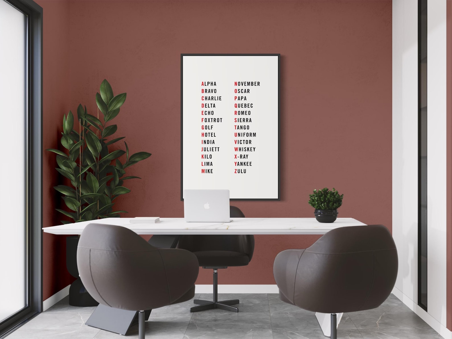 Military Phonetic Alphabet - Modern Typographic Chart | Bold Red and ...