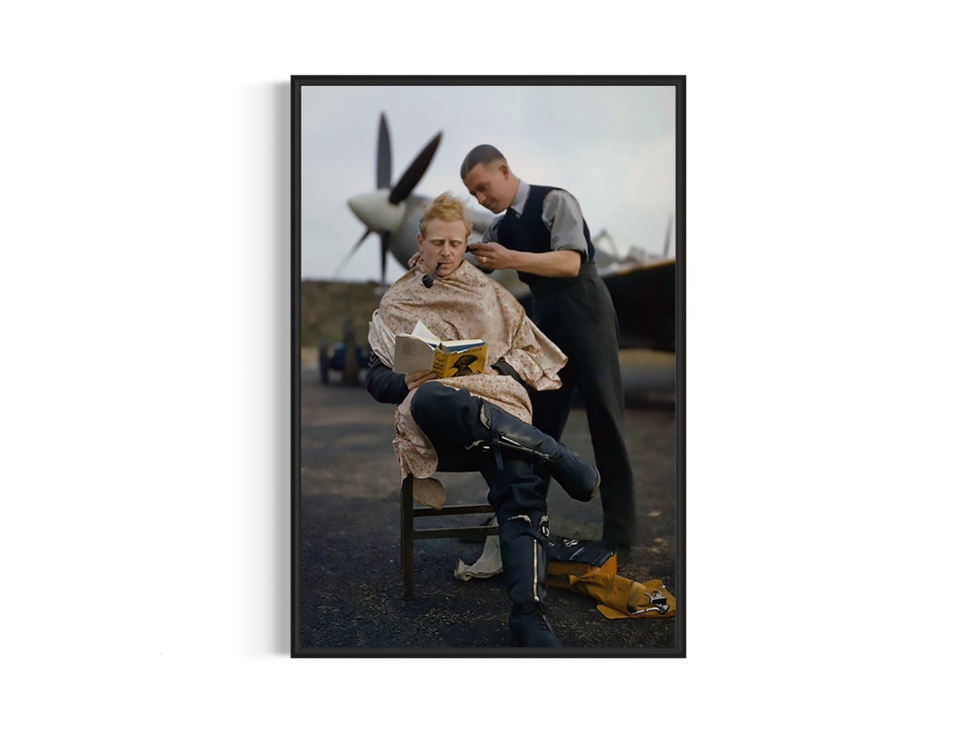 RAF Pilot Getting a Haircut, 1942 Art Print | Printable Wall Art ...