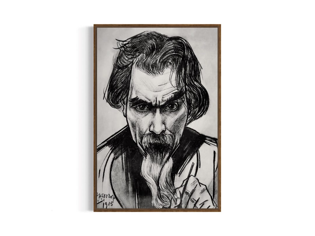 Intense Man Portrait - Vintage Drawing Art Print, 1919 | Printable Wall ...