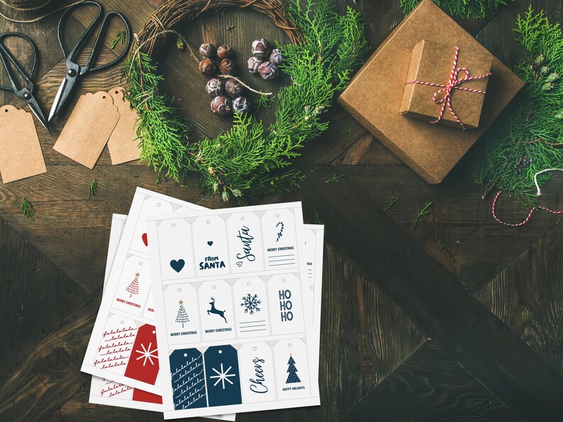 Printable Christmas Gift Tags in Red, Green, Gold, Blue & Charcoal ...