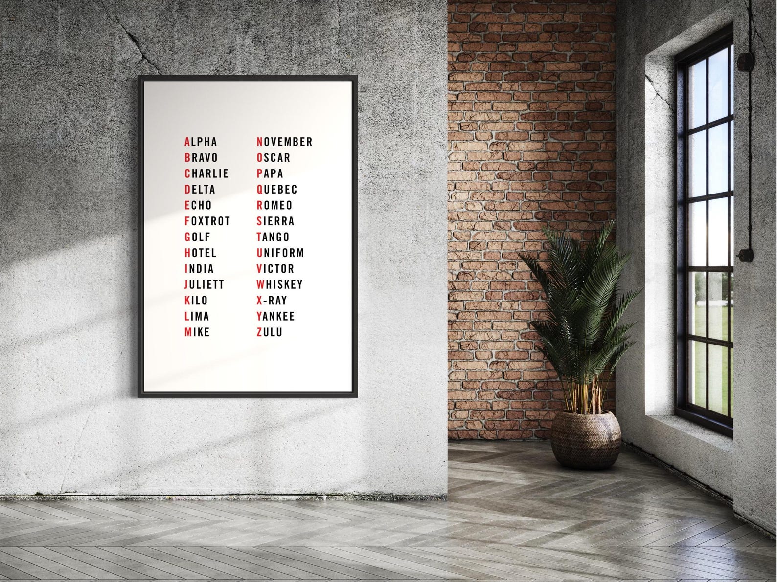 Military Phonetic Alphabet - Modern Typographic Chart | Bold Red and ...