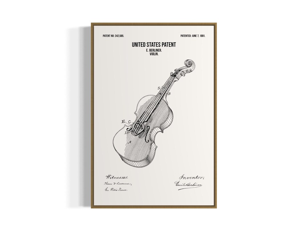 Antique Violin Patent Print | String Instrument Wall Art | Black and ...