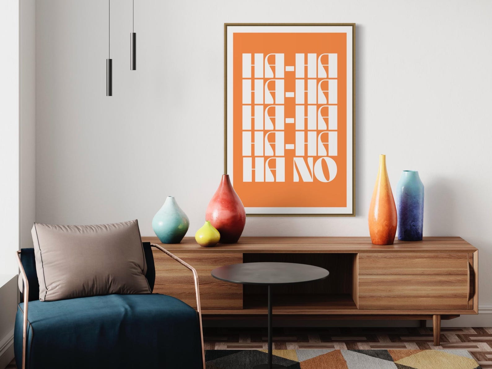 Ha Ha Ha Typography - Retro Bold Art Print | Printable Wall Art ...