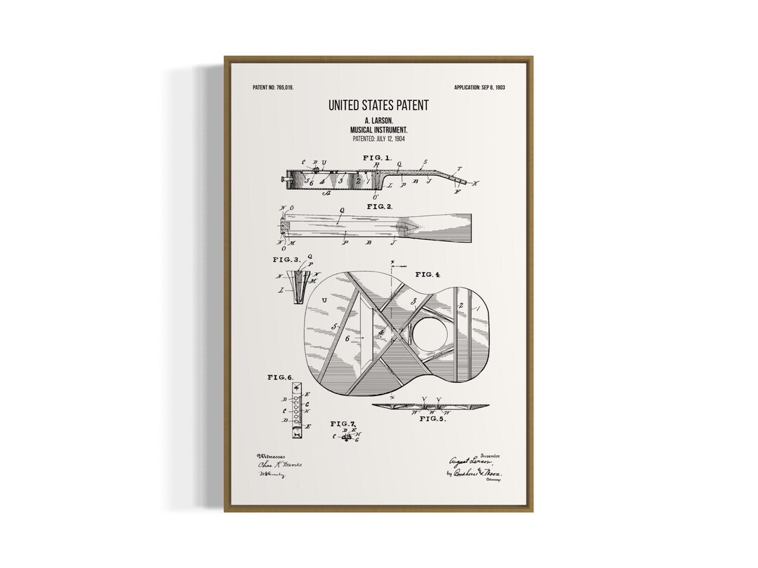 Vintage String Instrument Design | Music Technical Drawing Patent Art ...