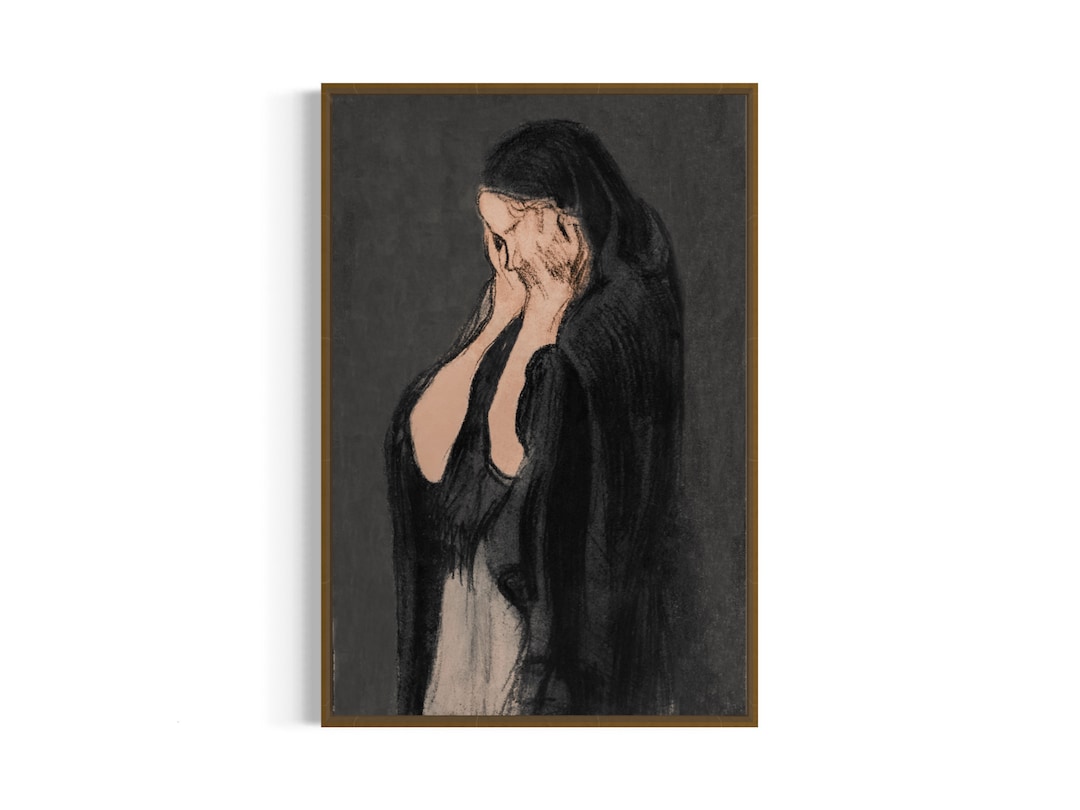 Crying Woman Vintage Art Print | Printable Wall Art | Digital Download ...