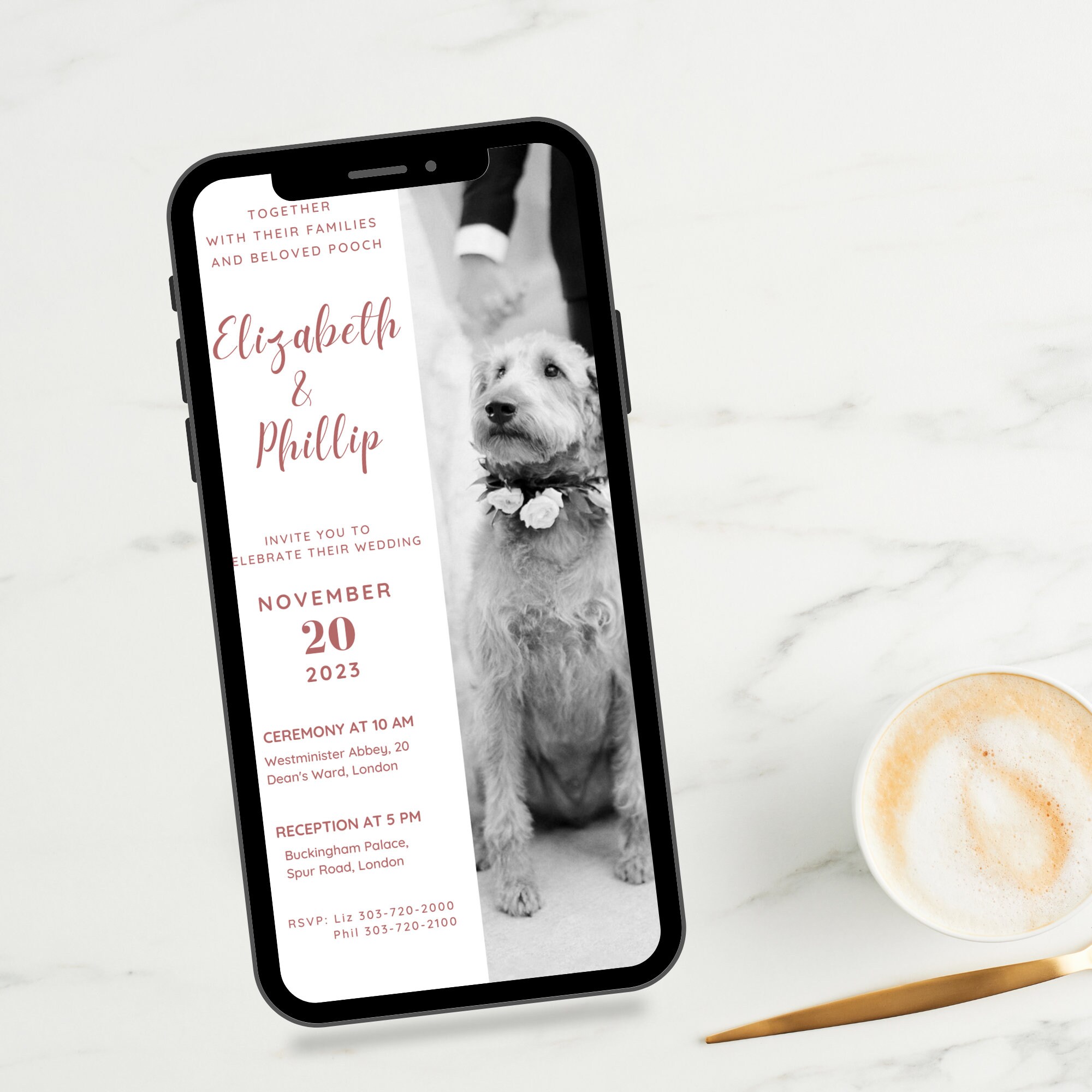 Pet Theme Wedding Invitation Template, Digital E-vite, Pet Dog Wedding ...