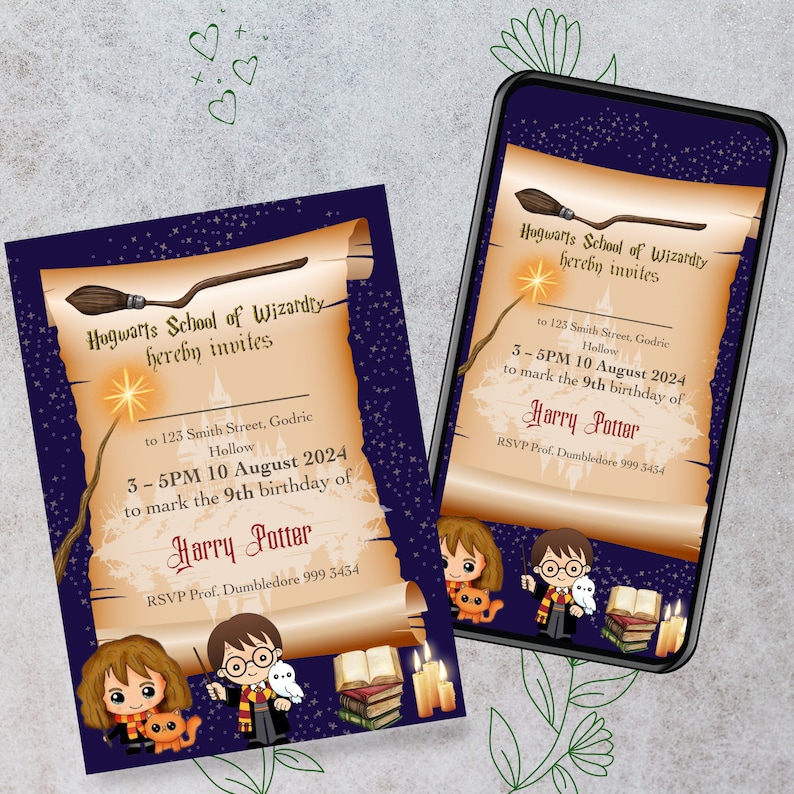 Wizard Birthday Invitation Template, Magic Kids Birthday Invitation ...