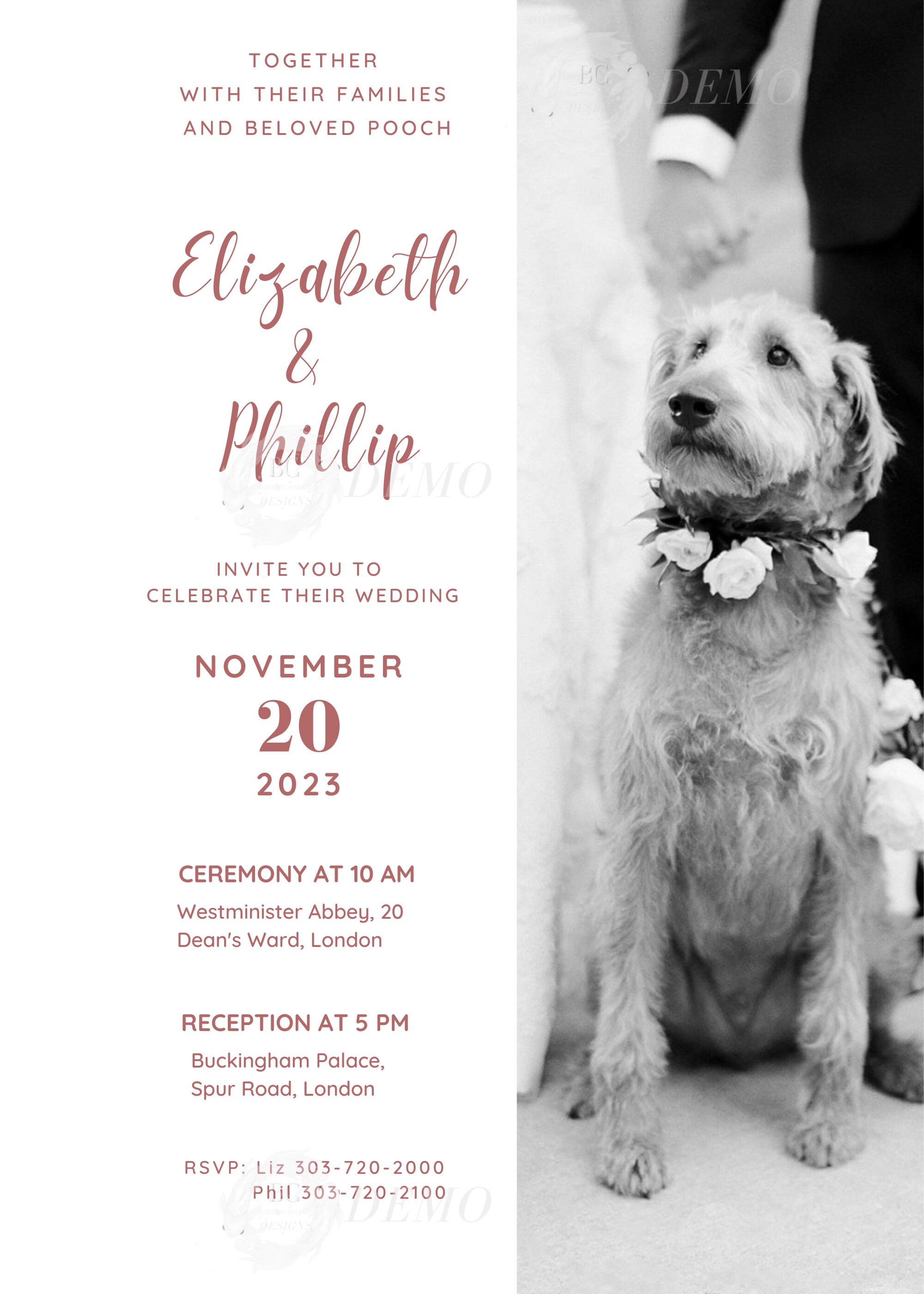 Pet Theme Wedding Invitation Template, Digital E-vite, Pet Dog Wedding ...