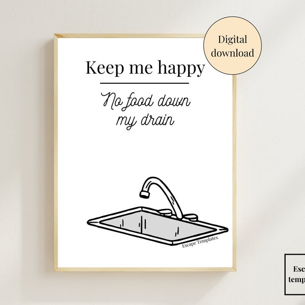 No Food in Sink Sign - Etsy