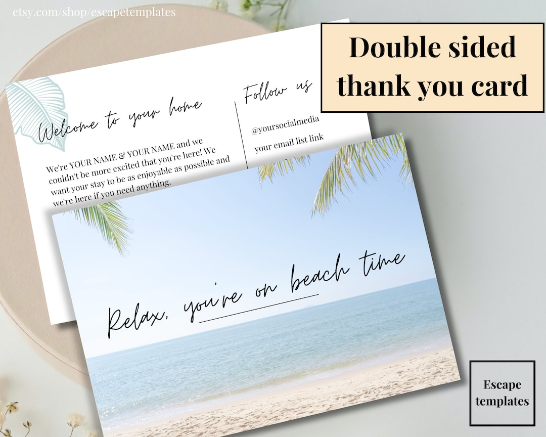 Airbnb Thank You Card Template Editable in Canva, Customizable Short ...