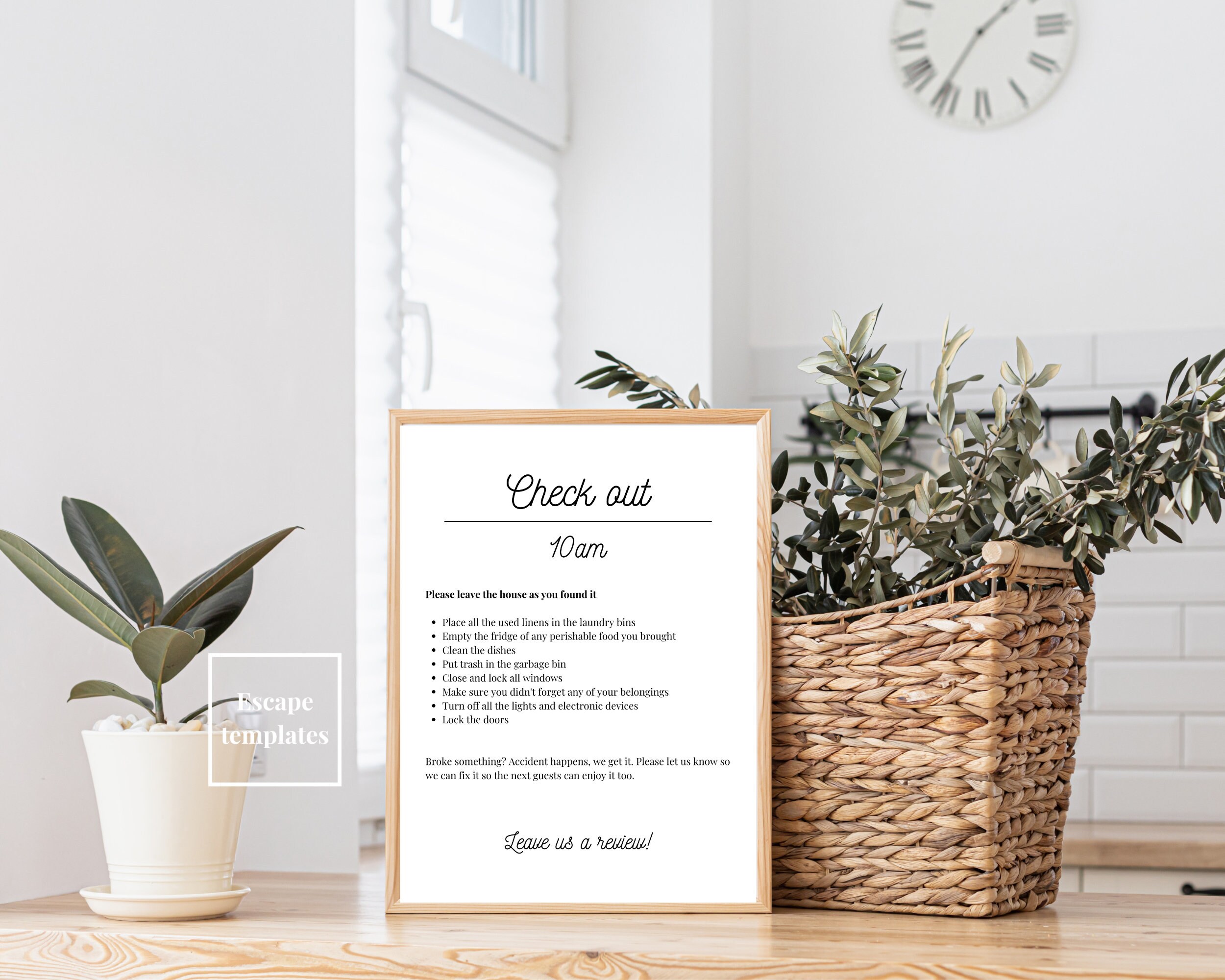 Airbnb Check Out Sign Template Canva, Short Term Rental Editable Guest ...