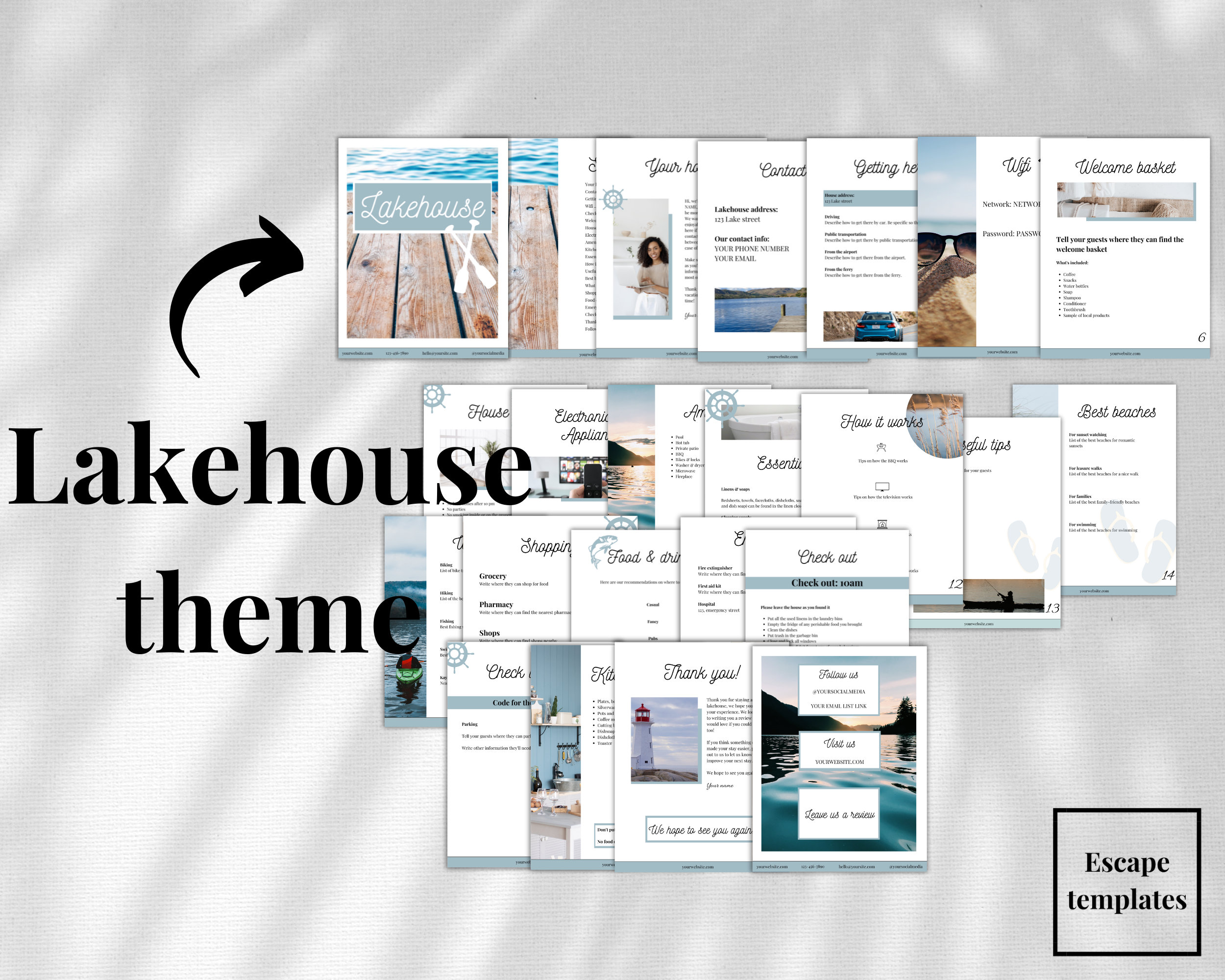 Airbnb Lakehouse Welcome Book Template With Prompts Canva, Short Term ...