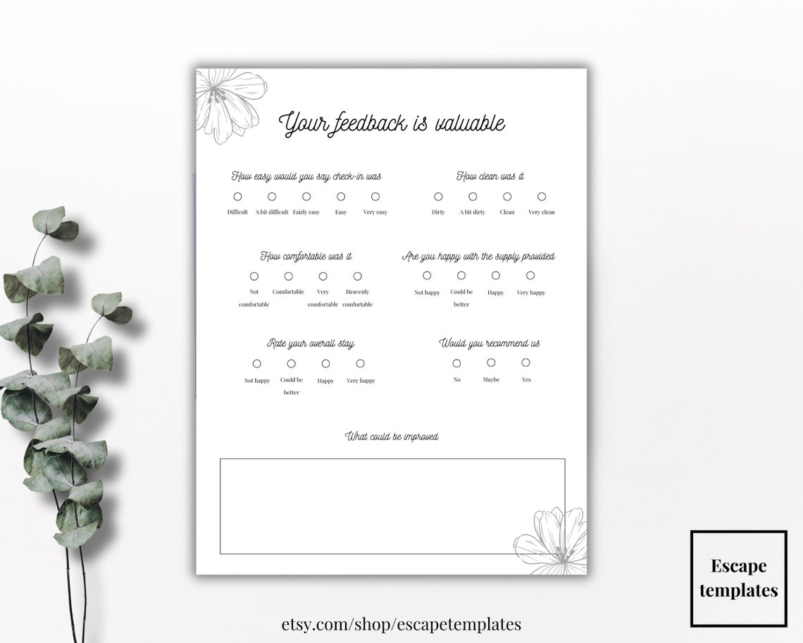 Airbnb Guest Feedback Form Template Editable in Canva, Customizable ...