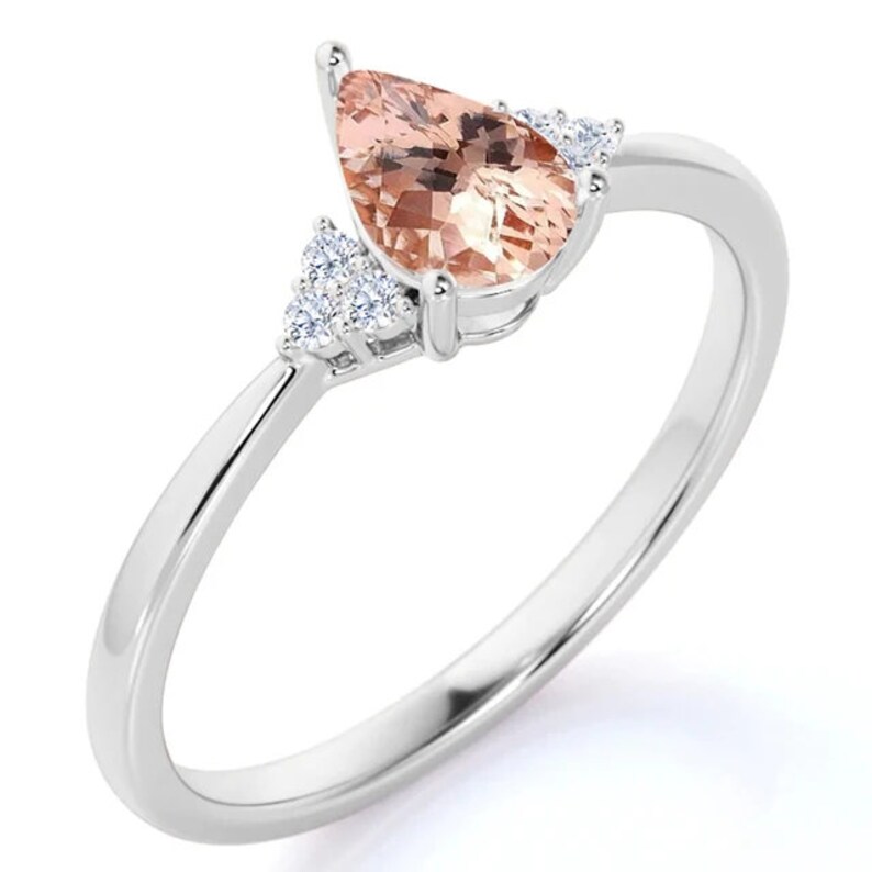 Morganite Ring Simple Engagement Ring Rose Gold Women Bridal Etsy