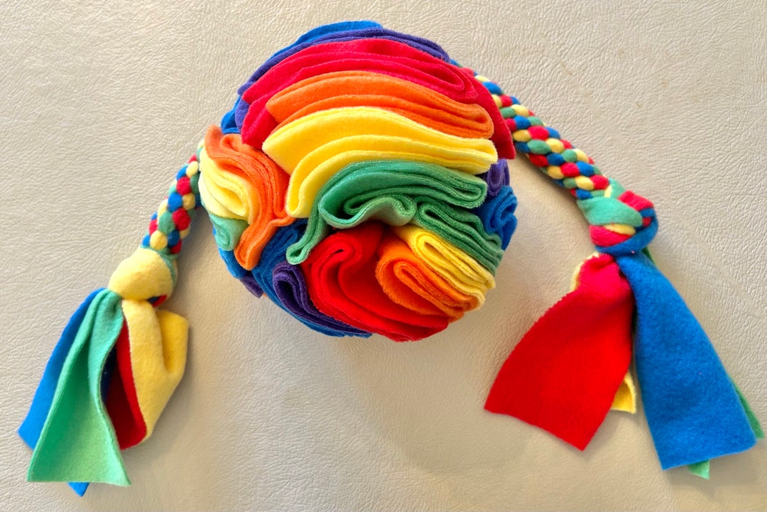Rainbow Snuffle Ball & Matching Tug Rope * Small Size * Enrichment ...