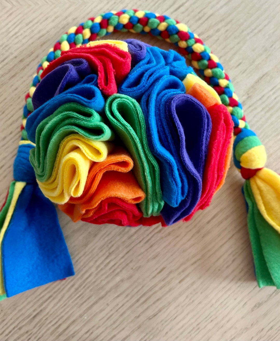 Rainbow Snuffle Ball and Tug Rope Set * Medium Size * Enrichment ...