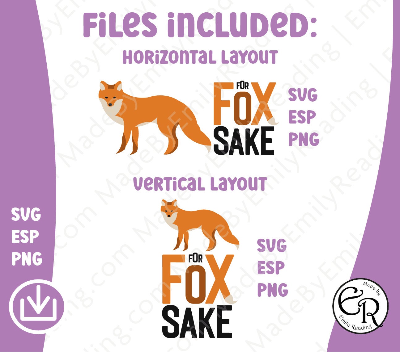 Sarcastic SVG Fox Phrase for Fox Sake in Color Combined File for Print ...