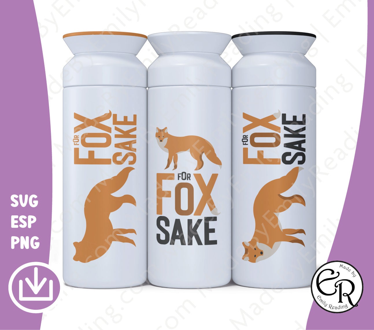 Sarcastic SVG Fox Phrase for Fox Sake in Color Combined File for Print ...