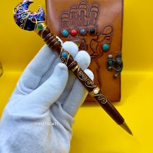 Handmade Aura Quartz Crystal Pen | Moon & Arrow Gemstone Writing Pen - Etsy