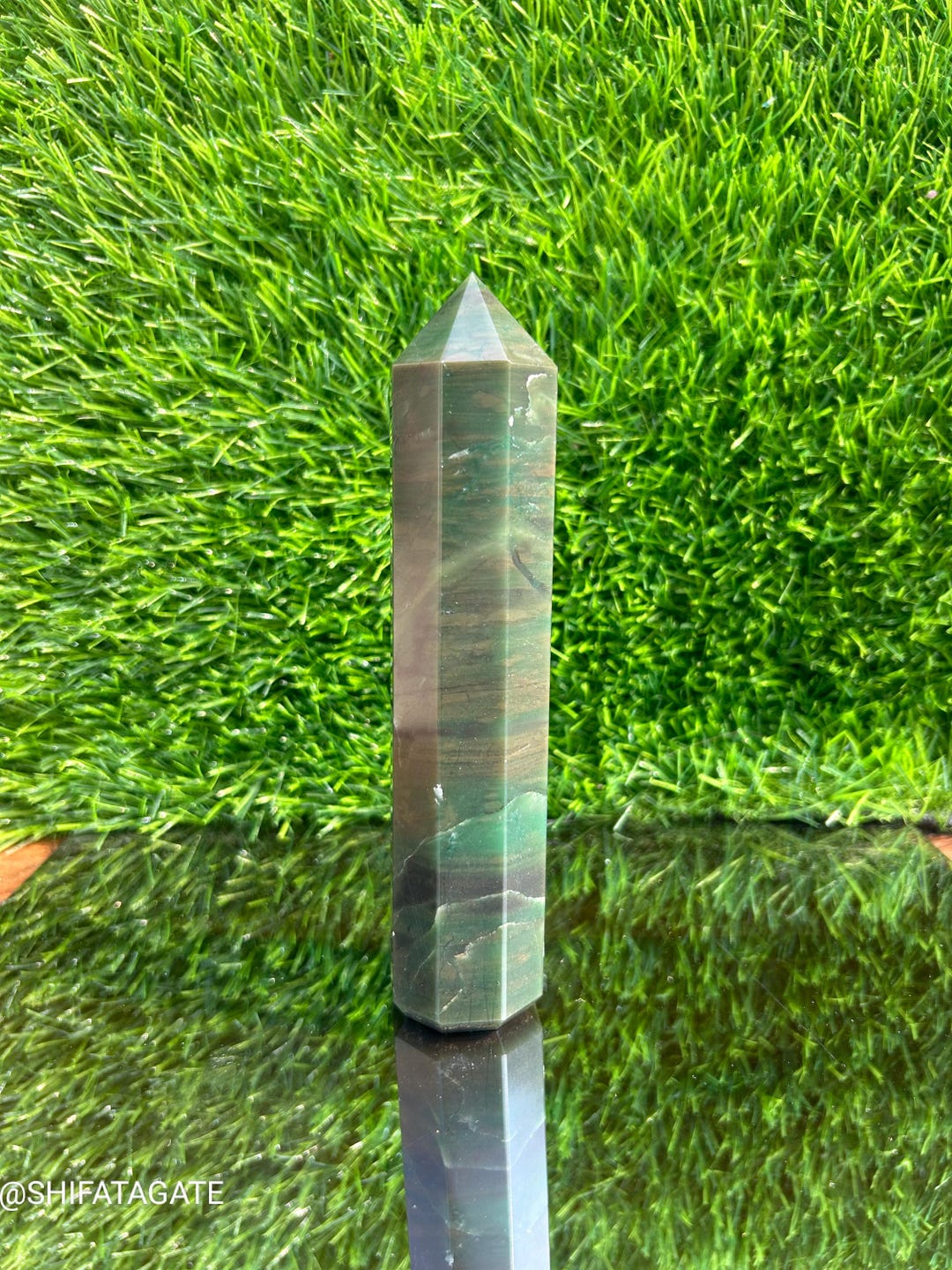 165 Mm Natural Nephrite Jade Tower - Green Jade Tower - Nephrite Jade ...