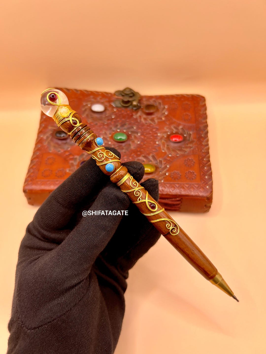 Clear Quartz Crystal Pen: Wire Wrapped Healing Wooden Pen - Etsy