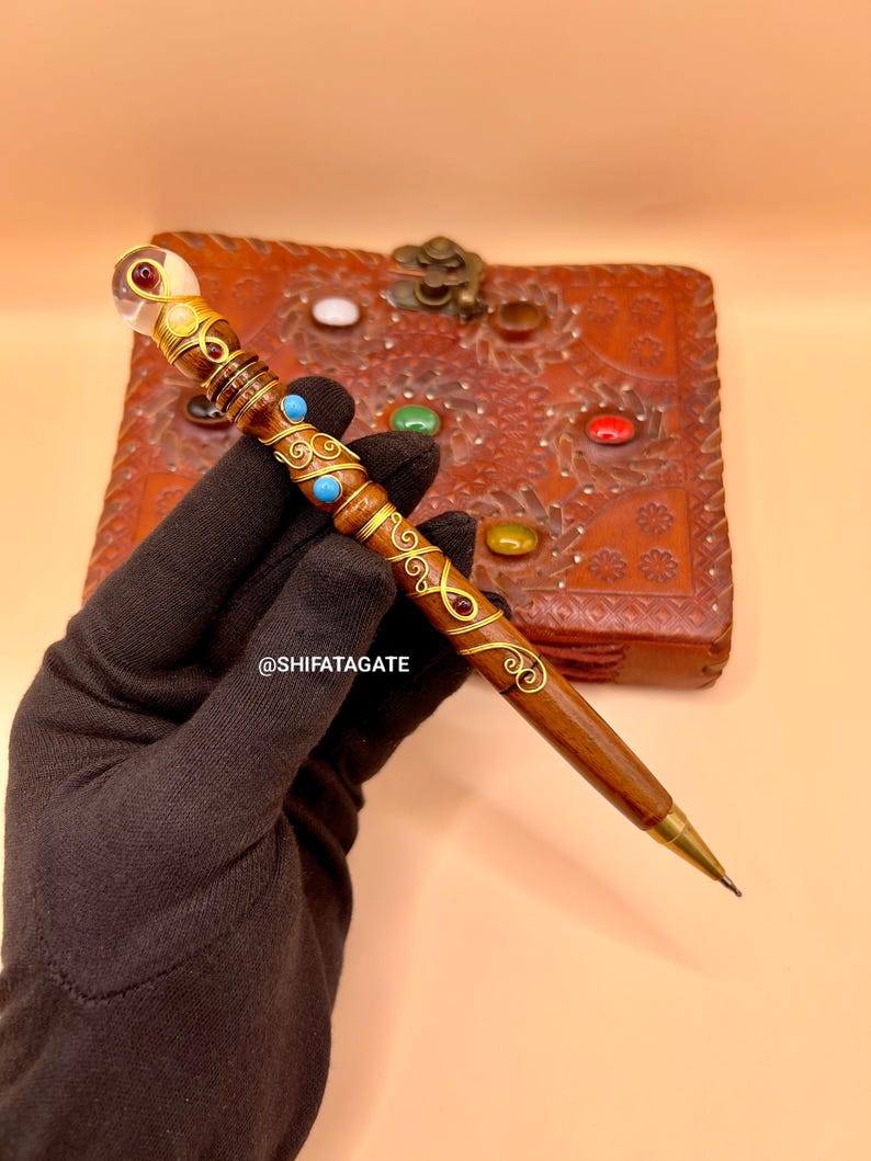 Clear Quartz Crystal Pen: Wire Wrapped Healing Wooden Pen - Etsy