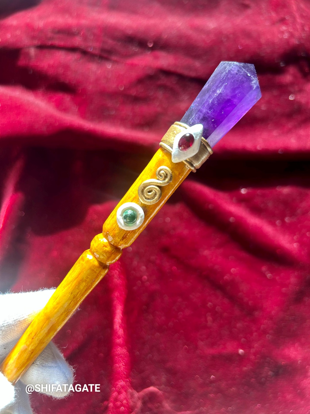 Handcrafted Amethyst Crystal Wand: Wire Wrapped Wooden Magic Wand - Etsy