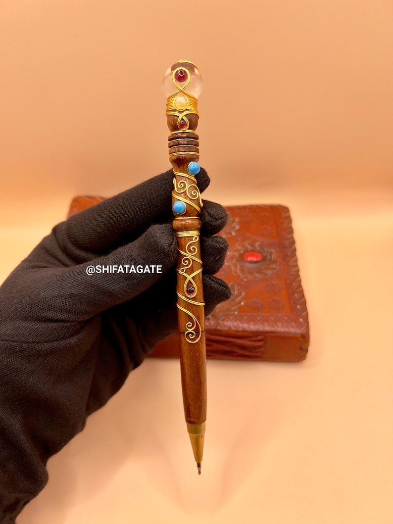 Clear Quartz Crystal Pen: Wire Wrapped Healing Wooden Pen - Etsy