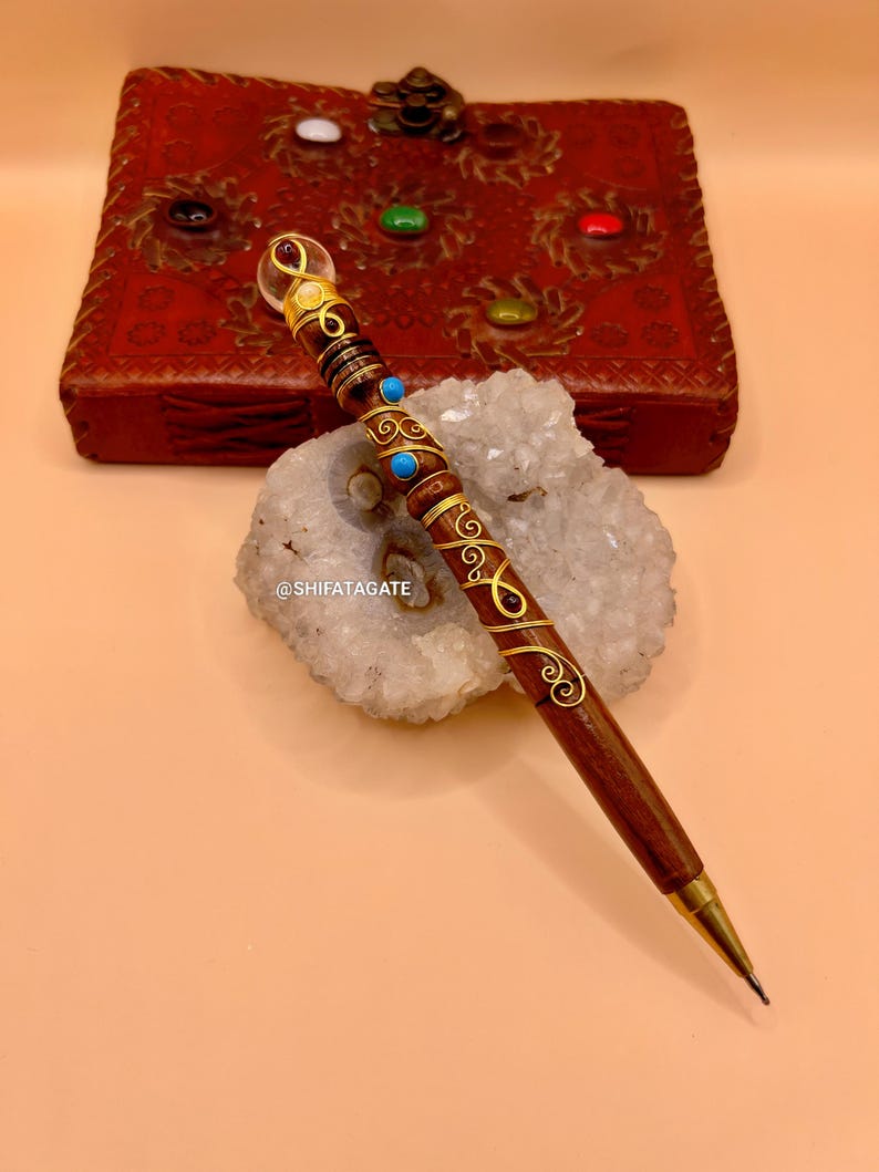 Clear Quartz Crystal Pen: Wire Wrapped Healing Wooden Pen - Etsy