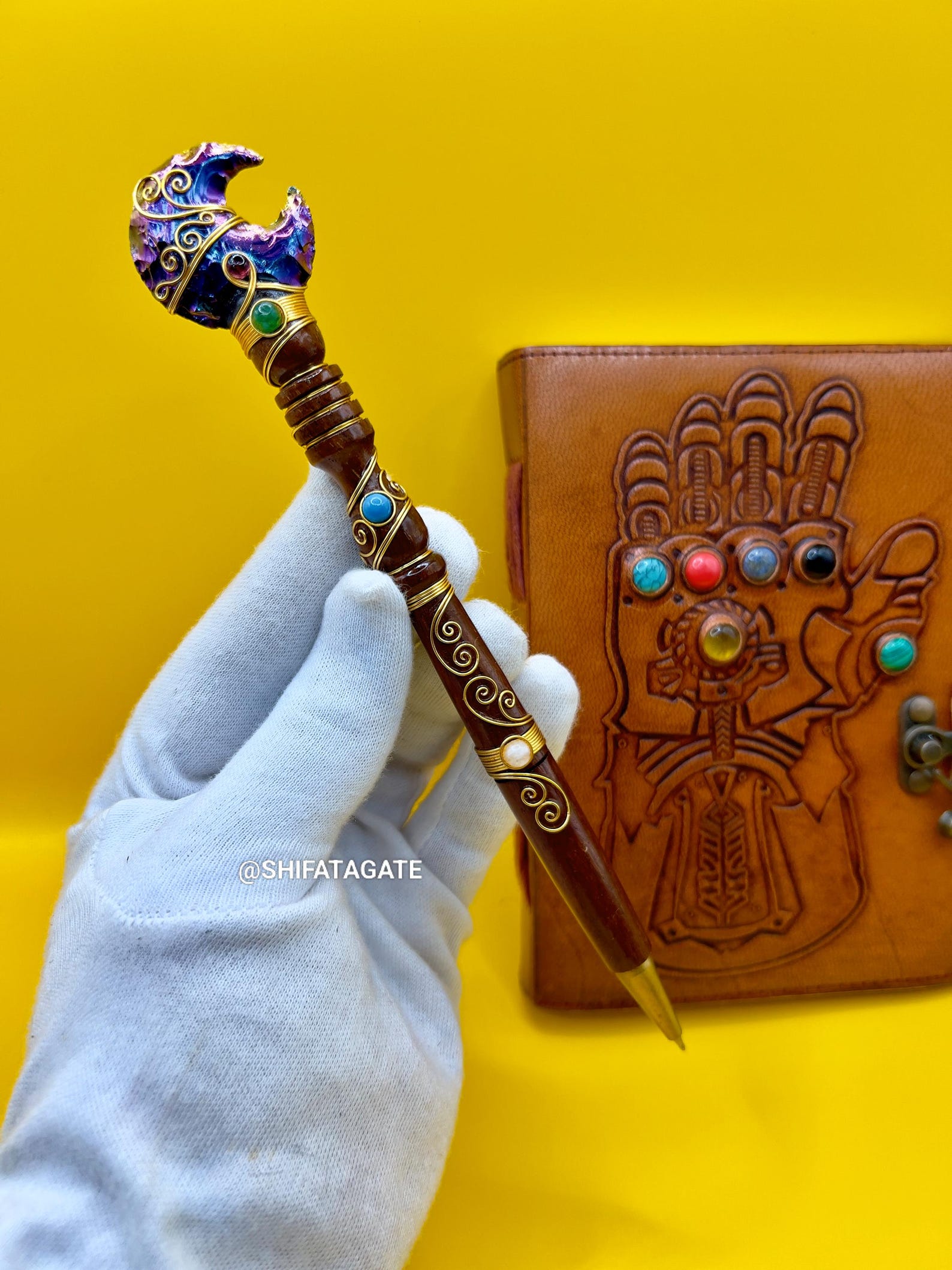 Handmade Aura Quartz Crystal Pen | Moon & Arrow Gemstone Writing Pen - Etsy